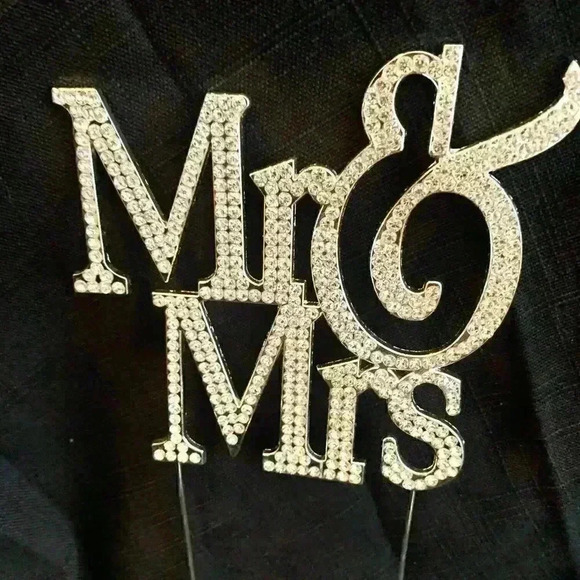 Party Supplies | Mr And Mrs Wedding Cake Topper Silver Bling Cake ...